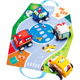 Spielzeug-Auto HAPE "Pl&uuml;schauto-Set mit R&uuml;ckziehmotor", bunt, Spielzeugfahrzeuge, KinderB:38cm H:25cm T:9,5cm, B:38cm H:25cm T:9,5cm