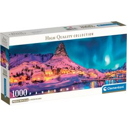 Puzzle Clementoni "Panorama High Quality Collection Compact, Lofoten bei Nacht", bunt, PuzzlesB:98cm H:33cm, Pappe, Motiv, Made in Europe, B:98cm H:33cm