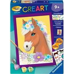 Malen nach Zahlen Ravensburger "CreArt, Pferd mit Blumen", bunt, Malvorlagen, KinderB:18cm H:24cm, Made in Europe, B:18cm H:24cm