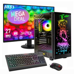 GAMEMAX Gaming-PC-Komplettsystem "MegaDeal Rockstar 2826 AMD Ryzen 7 5700X 16GB 480GB SSD RTX 5060", Energieeffizienz: D (A-G), schwarz, Microsoft Windows 11 Home (64 Bit), 16 GB RAM 480 GB SSD, Computer_Komplettsysteme, Windows 11 + MSI PRO MP272L LCD-Monitor, 68,6cm (27")