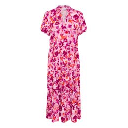 Midikleid Saint Tropez "Kleid EdaSZ", Damen, Gr. S, N-Gr, pink (pink multi painted flowers), Obermaterial: 100% Viskose LENZING ECOVERO CV LenzEcov., Kleider Midikleid