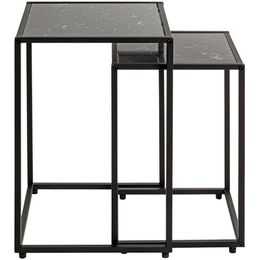Beistelltisch HAKU "2er Set Beistelltische", schwarz, schwarz, schwarz, B/H/T: 33cm x 50cm x 33cm, schwarz, Tische, Beistelltisch, Ablage Kunstmarmor
