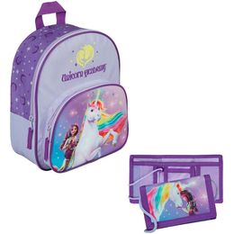 Kinderrucksack Undercover "Unicorn Academy", Kinder, Gr. B/H/T: 25,5cm x 30,5cm x 10cm, lila (unicorn academy), Polyester, Rucks&auml;cke, inklusive Geldbeutel
