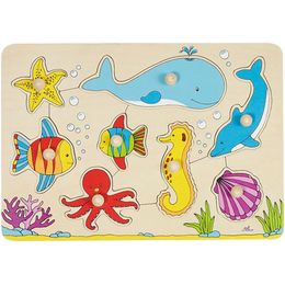 Steckpuzzle goki "Unterwasserwelt", natur, bunt, Puzzles, KinderB:30cm H:2,4cm T:21cm, Holz, B:30cm H:2,4cm T:21cm