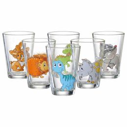 Ritzenhoff & Breker Kinderbecher RITZENHOFF & BREKER "Kindergl&auml;ser Dino und Waldtiere 200 ml 6er Set bunt", bunt, B:7cm H:10cm &Oslash;:7cm, Glas, Trinkgef&auml;&szlig;e, Kinderbecher, Sp&uuml;lmaschinengeeignet