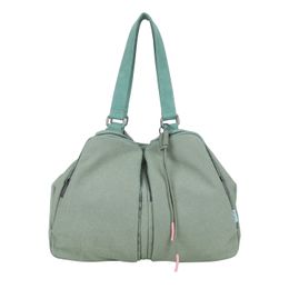 Henkeltasche Fritzi aus Preussen "Donny Shopper", Damen, Gr. B/H/T: 15cm x 32cm x 42cm, gr&uuml;n, Baumwolle, unifarben, Taschen, mit zwei aufgesetzten Vordertaschen