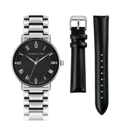 Quarzuhr ISABELLA FORD "SFA7-2", silber, schwarz, Armbanduhren, Damen, Quarzuhr