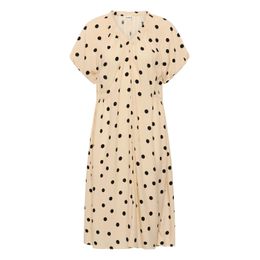 Midikleid Soaked in Luxury "Kleid SLArjana", Damen, Gr. S, N-Gr, oatmeal with schwarz dots, Obermaterial: 100% Viskose LENZING ECOVERO CV LenzEcov., Kleider Midikleid