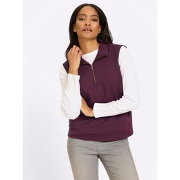 Stehkragenshirt Heine "Shirt", Damen, Gr. 38, lila (burgund), 50% Modal, 44% Polyester, 6% Elasthan, unifarben, Shirts Stehkragenshirt