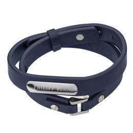 Armband PHILIPP BLANC "PBA41LS", blau (dunkelblau, silber), Armb&auml;nder, Herren, 18cm/19.5cm, Edelstahl Leder, Edelstahl, Leder, Armband