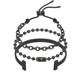Armband MARC LAUDER "MS05BB", schwarz, Armb&auml;nder, Herren, Inner diameter 6cm/ 21,2cm/universal size, Edelstahl Leder, Edelstahl, Leder, Armband