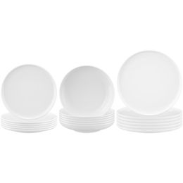 Geschirr-Set Seltmann Weiden "Teller-Set Sento Home 18er Set wei&szlig;", wei&szlig;, 18, Porzellan, Geschirr-Sets, Geschirr-Set, Sp&uuml;lmaschinengeeignet, Mikrowellengeeignet, Ofenfest, Salamandergeeignet, K&uuml;hlschrankgeeignet, Gefrierschrankgeeignet