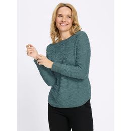 Rundhalspullover Classic Basics "Langarm-Pullover", Damen, Gr. 56, jade, 68% Polyacryl, 32% Polyester, unifarben, Pullover Rundhalspullover