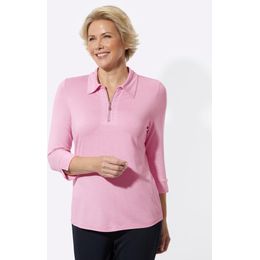 Poloshirt CLASSIC "Poloshirt", Damen, Gr. 54, ros&eacute;, 95% Viskose, 5% Elasthan, gebl&uuml;mt, gemustert, mehrfarbig, Shirts