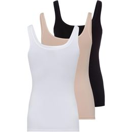 Tanktop Skiny "Every Day In Cotton", Damen, Gr. 38, bunt (trio selection), Single Jersey, Obermaterial: 96% Baumwolle, 4% Elasthan, unifarben, k&ouml;rpernah h&uuml;ftbedeckend, Rundhals, Tops Tanktop, bequem, weich, eng und k&ouml;rpernah, Baumwollmix