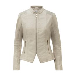 Kurzjacke RICANO "Lederjacke Abigale", Damen, Gr. L, wei&szlig;, Obermaterial: 100% Lammnappaleder LANA. Futter: 100% Polyester PES., figurbetont, Rundhals, Jacken Kurzjacke, Handgefertigt aus echtem Leder