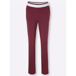 Sweathose Classic Basics, Damen, Gr. 19, Kurzgr&ouml;&szlig;en, bordeaux, 76% Polyester, 20% Viskose, 4% Elasthan, gemustert, mehrfarbig, Hosen Sweathose