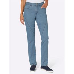 Bequeme Jeans Classic Basics, Damen, Gr. 44, Normalgr&ouml;&szlig;en, blau (blau, bleached), 81% Baumwolle, 17% Polyester, 2% Elasthan, unifarben, lang, Jeans