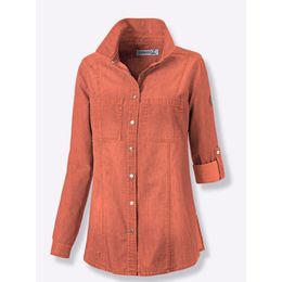 Jeansbluse Casual Looks, Damen, Gr. 36, papaya, 100% Baumwolle, unifarben, Blusen Jeansbluse