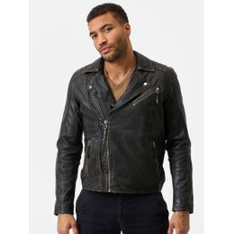 Bikerjacke RICANO "Lederjacke Matteo", Herren, Gr. L, schwarz, Obermaterial: 100% Lammnappaleder LANA., normal, V-Ausschnitt, Jacken, Handgefertigt aus echtem Leder