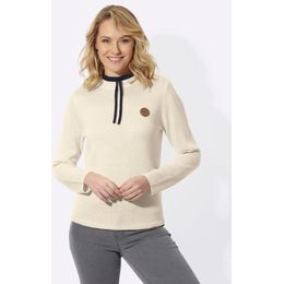 Stehkragenpullover Classic Basics "Stehkragen-Pullover", Damen, Gr. 38, beige (champagner, marine), 100% Polyacryl, gemustert, mehrfarbig, Pullover Stehkragenpullover