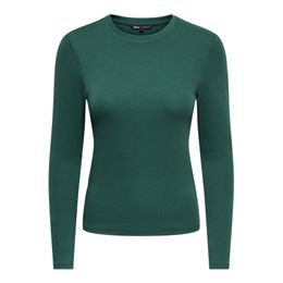Langarmshirt Only "ONLRILEY O-NECK L/S TOP JRS", Damen, Gr. L, gr&uuml;n (june bug), Jersey, Obermaterial: 96% Baumwolle, 4% Elasthan, unifarben, normal, Rundhals, Shirts Langarmshirt, Baumwollmischung