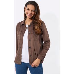 Lederimitat-Blazer Casual Looks "Lederimitat-Blazer", Damen, Gr. 40, schoko, 90% Polyester, 10% Elasthan, Blazer