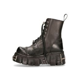 Plateaustiefelette New Rock "Plateau Ankle Boots M-NEWMILI083C-C6", Damen, Gr. 42, Normalschaft, schwarz, Obermaterial: 100% Rindnappaleder CNA., Schuhe, Handgefertigt, Made in Spain