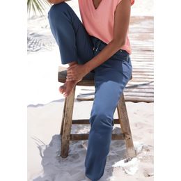 Beach Time Schlupfhose BEACHTIME, Damen, Gr. 34, N-Gr, rauchblau, Interlock, Obermaterial: 70% Viskose, 26% Polyamid, 4% Elasthan, unifarben, figurumspielend kn&ouml;chellang, Hosen Schlupfhose