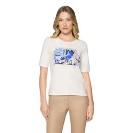 Kurzarmshirt Betty Barclay "Damen mit Placement", Damen, Gr. 36, patch cream, blau, Jersey, Obermaterial: 95% Baumwolle, 5% Elasthan, tailliert normal, Rundhals, Shirts
