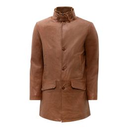 Ledermantel RICANO "Mantel Veetal", Herren, Gr. L, cognac, Obermaterial: 100% B&uuml;ffelleder BL. Futter: 100% Polyester PES., normal, hoch geschlossener Ausschnitt, M&auml;ntel, Handgefertigt aus echtem Leder