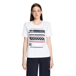 Kurzarmshirt Betty Barclay "Damen mit Aufdruck", Damen, Gr. 36, patch wei&szlig;, dunkelblau, Jersey, Obermaterial: 95% Baumwolle, 05% Elasthan, tailliert normal, Rundhals, Shirts