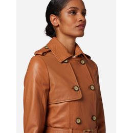 Trenchcoat RICANO "Mantel Gloria", Damen, Gr. L, cognac, Obermaterial: 100% Lammnappaleder LANA. Futter: 100% Polyester PES., normal, V-Ausschnitt, M&auml;ntel, Handgefertigt aus echtem Leder