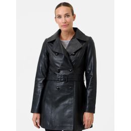 Kurzmantel RICANO "Mantel Rosalia", Damen, Gr. M, schwarz, Obermaterial: 100% Lammnappaleder LANA., normal, V-Ausschnitt, M&auml;ntel Kurzmantel, Handgefertigt aus echtem Leder