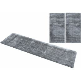 Bettumrandung my home "Malin" Gr. 14, grau, H:43mm, Obermaterial: 100% Polyester, Bettumrandungen, Hochflor, Shaggy, Uni-Farben, leichter glanz, Microfaser, Pflegeleicht