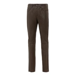 5-Pocket-Hose RICANO "Lederhose Slim Fit", Herren, Gr. 29, L&auml;nge 34, braun, Obermaterial: 100% Lammnappaleder LANA., schmal, Hosen 5-Pocket-Hose, Handgefertigt aus echtem Leder