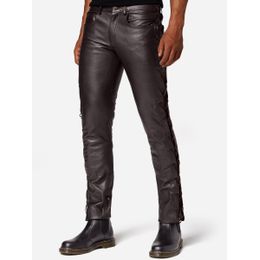 Lederhose RICANO "Lederhose Cow Waxy (geschn&uuml;rt)", Herren, Gr. 38, L&auml;nge 34, braun, Obermaterial: 100% Rindnappaleder CNA., weit, Hosen, Handgefertigt aus echtem Leder