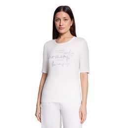 Kurzarmshirt Betty Barclay "Damen kurzarm", Damen, Gr. 36, patch cream, blau, Jersey, Obermaterial: 95% Viskose, 5% Elasthan, Basic, tailliert normal, Rundhals, Shirts