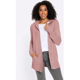 Kapuzenstrickjacke Classic Basics, Damen, Gr. 52, hortensie, 100% Polyacryl, unifarben, Strickjacken