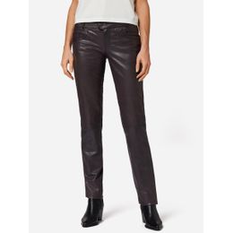 5-Pocket-Hose RICANO "Lederhose Triston-B", Damen, Gr. L, L&auml;nge 34, braun, Obermaterial: 100% Lammnappaleder LANA., schmal, Hosen 5-Pocket-Hose, Handgefertigt aus echtem Leder