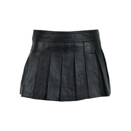 Faltenrock RICANO "Lederrock Pleated Skirt", Damen, Gr. M, schwarz, Obermaterial: 100% Lammnappaleder LANA., normal mini, R&ouml;cke, Handgefertigt aus echtem Leder