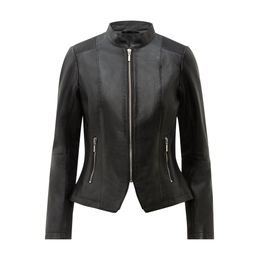 Kurzjacke RICANO "Lederjacke Abigale", Damen, Gr. XL, schwarz, Obermaterial: 100% Lammnappaleder LANA. Futter: 100% Polyester PES., figurbetont, Rundhals, Jacken Kurzjacke, Handgefertigt aus echtem Leder