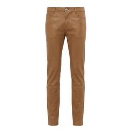 5-Pocket-Hose RICANO "Lederhose PND (Stretch)", Damen, Gr. XL, L&auml;nge 34, camel, Obermaterial: 100% Lammnappaleder LANA., figurbetont, Hosen 5-Pocket-Hose, Handgefertigt aus echtem Leder