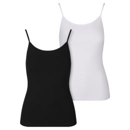 Muskelshirt Urban Classics "Urban Classics Ladies Basic Tank Top Cotton 2-Pack", Jungen, Gr. L, schwarz, wei&szlig;, 95% Baumwolle, 5% Elasthan, unifarben, normal, Rundhals, Shirts