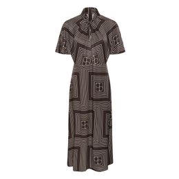 Midikleid Soaked in Luxury "Kleid SLBecca", Damen, Gr. L, N-Gr, chocolate torte monogram, Obermaterial: 100% Viskose LENZING ECOVERO CV LenzEcov., Kleider Midikleid