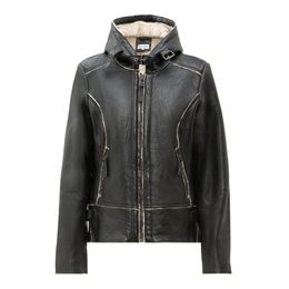 Bikerjacke RICANO "Lederjacke Julie", Damen, Gr. L, schwarz, Obermaterial: 100% Lammnappaleder LANA. Futter: 100% Polyester PES., normal, hoch geschlossener Ausschnitt, Jacken, Handgefertigt aus echtem Leder