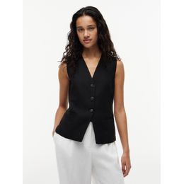 Anzugweste Tommy Hilfiger "SUMMER LYOCELL LONG WAISTCOAT", Damen, Gr. 34, schwarz, Web, Obermaterial: 80% Lyocell, 20% Leinen, unifarben, regular fit taillenbedeckt, V-Ausschnitt, Westen Anzugweste, Materialmix mit Leinen