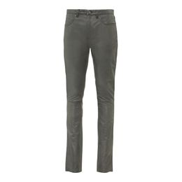 5-Pocket-Hose RICANO "Lederhose Slim Fit", Herren, Gr. 40, L&auml;nge 34, grau, Obermaterial: 100% Lammnappaleder LANA., schmal, Hosen 5-Pocket-Hose, Handgefertigt aus echtem Leder