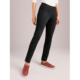 Schlupfjeans CREATION L PREMIUM, Damen, Gr. 25, Kurzgr&ouml;&szlig;en, dunkelgrau, denim, 87% Baumwolle, 9% Polyester, 4% Elasthan, unifarben, lang, Jeans Schlupfjeans