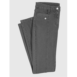 Bequeme Jeans Classic Basics, Damen, Gr. 19, Kurzgr&ouml;&szlig;en, grau (grau, denim), 81% Baumwolle, 17% Polyester, 2% Elasthan, unifarben, lang, Jeans